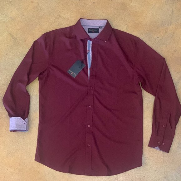 Calvetti | Shirts | Mens Burgundy Shirt | Poshmark